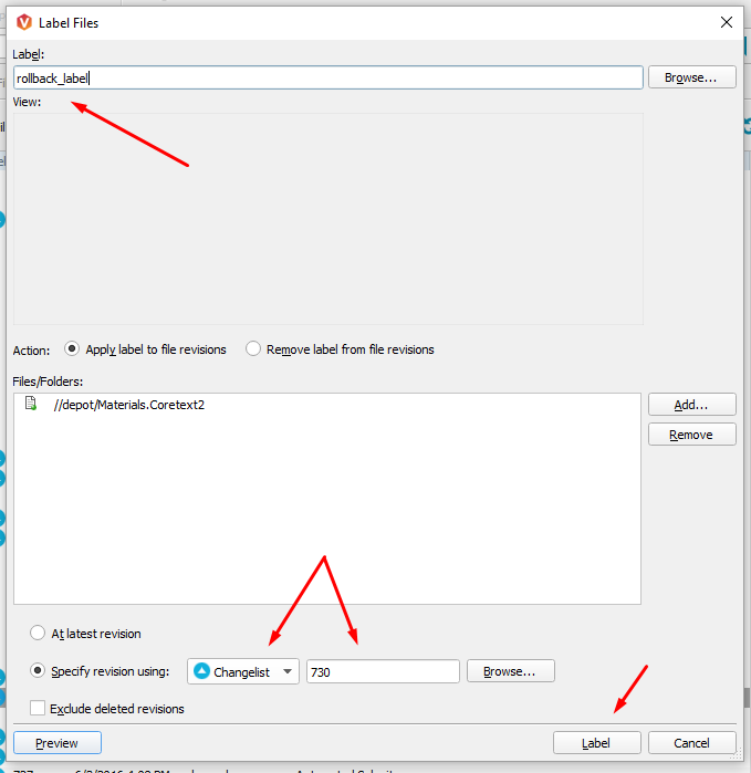 Rolling back to past changelist a.k.a. Last Known Good Configuration