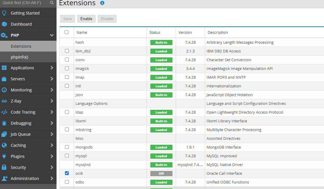 Add the Oracle (oci8) Extension to Zend Server for IBM i 2021.1.x and later