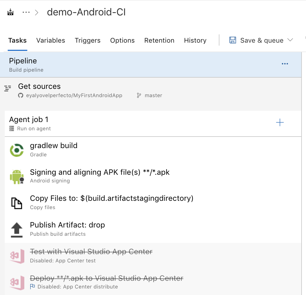 Create CI projects for Perfecto in Azure DevOps