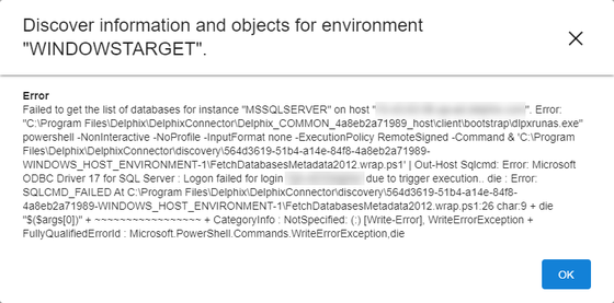 Adding A Windows Environment Fails With Logon Failed For Login Username Due To Trigger