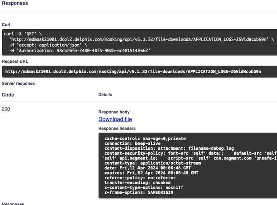 Download Masking Debug Logs using the Masking API (KBA10989)