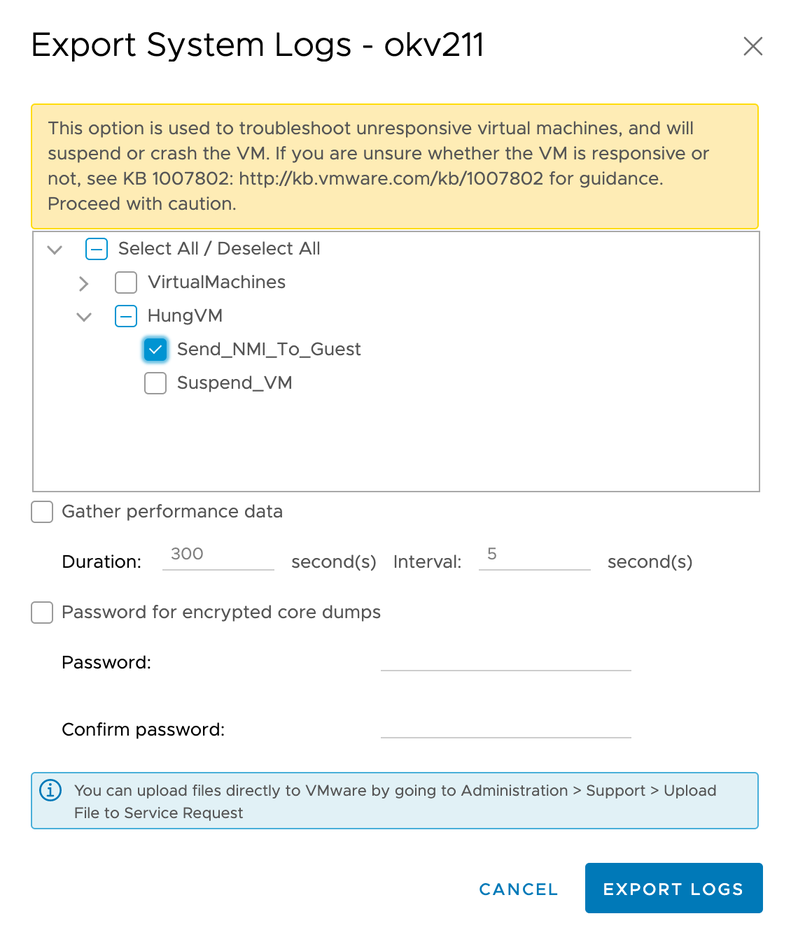 How to Generate a Non-Maskable Interrupt NMI in VMware ESX (KBA1129)
