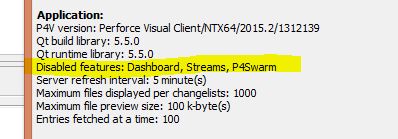 Disabling Features in P4V
