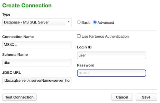 Converting MSSQL Advanced Database Connectors to Basic Connectors